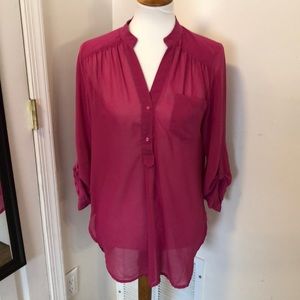 Tops | Pink Sheer Blouse | Poshmark